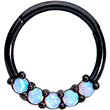 Body Candy 16G Black PVD Steel Hinged Seamless Segment Cartilage Septum White Synthetic Opal Nose Hoop 3/8"