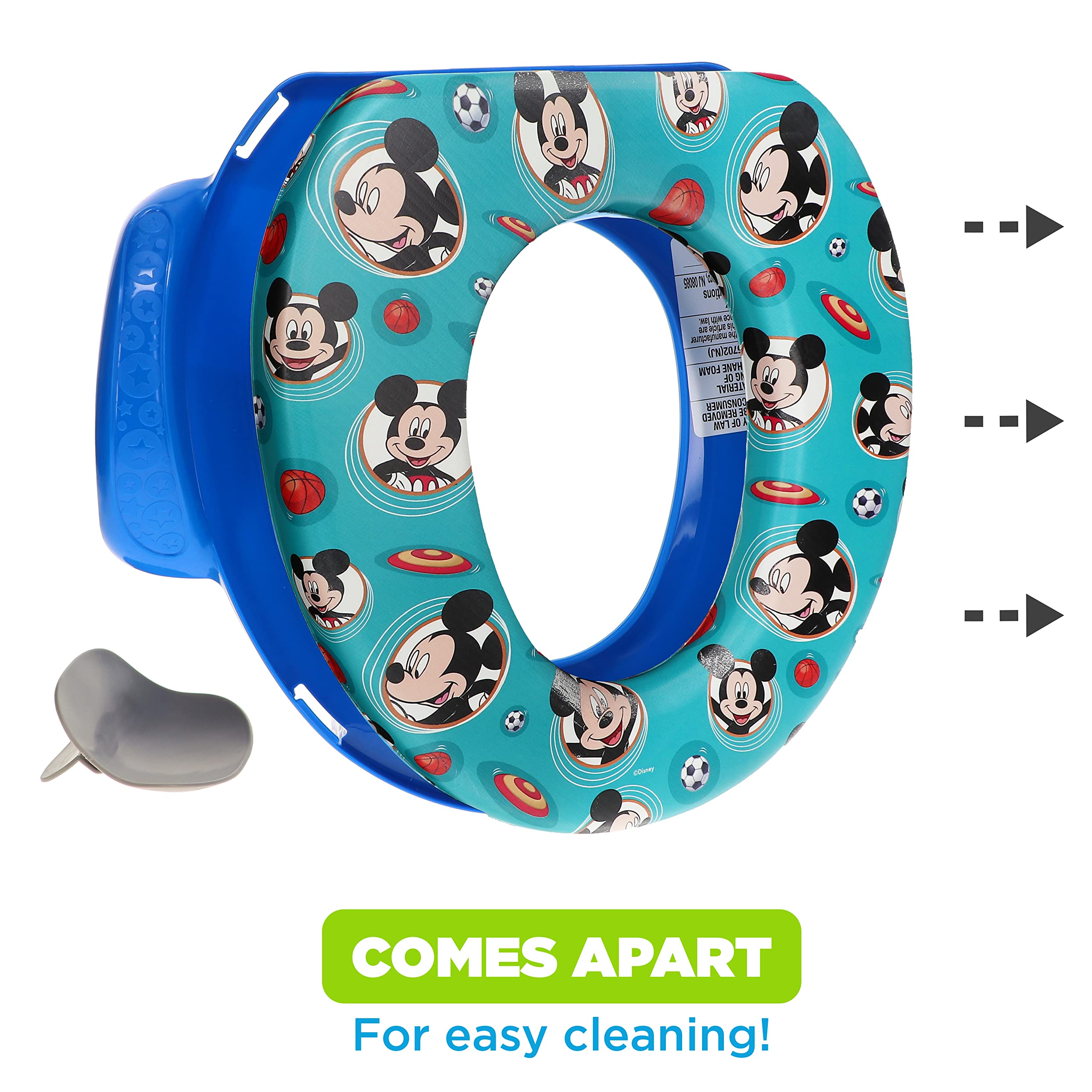 Disney Mickey Mouse 2 Piece Sports Essential Potty Training Set - Soft Potty Seat, Step Stool, 15" D x 11" W x 10" H