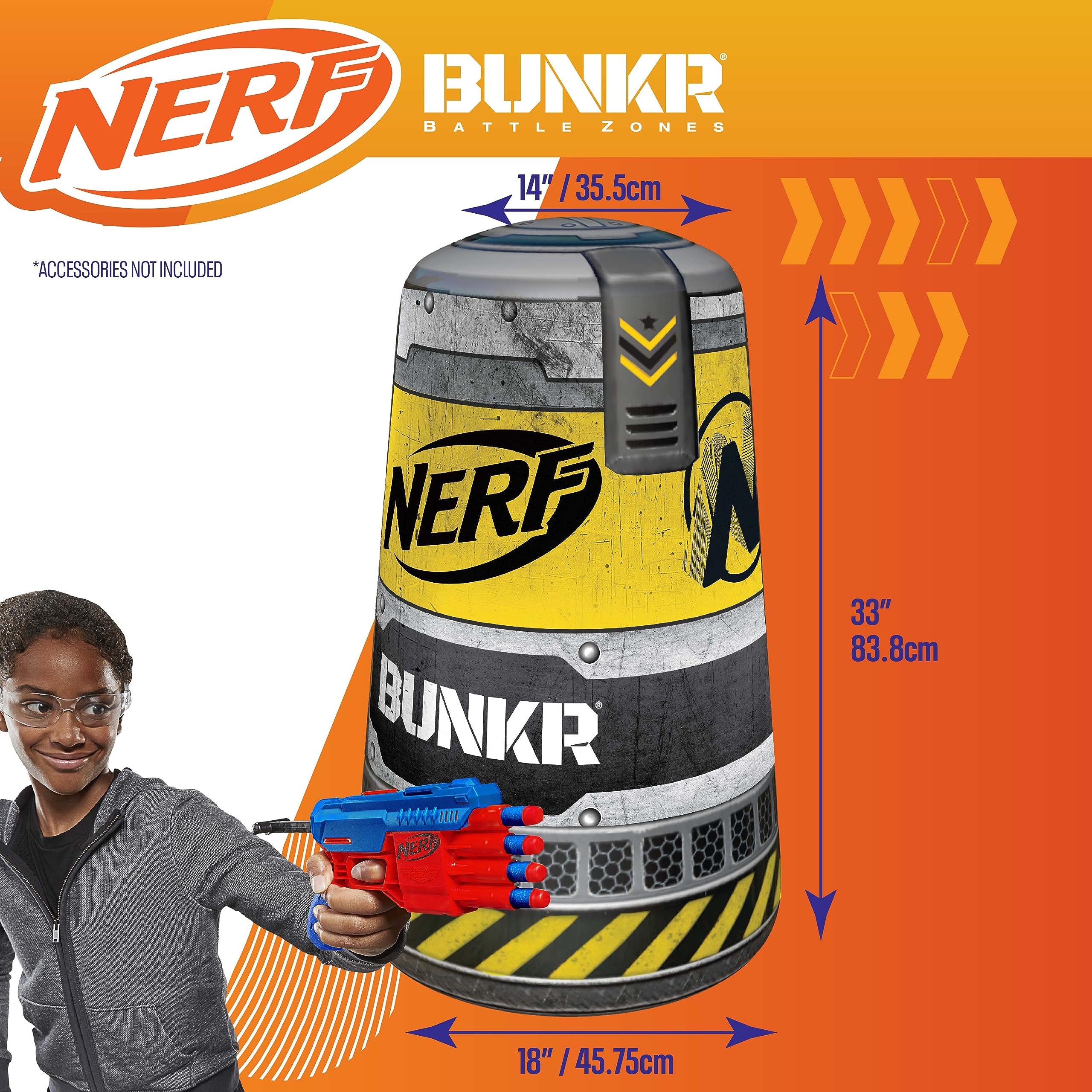 NERF BUNKR Officially Licensed Battle Royale Inflatable Bunker Battlezone - 5 Piece Barricade Set Crates Barrels