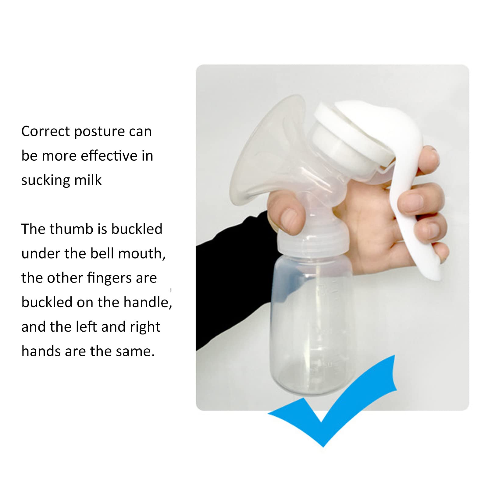 Breast Pump, Adjustable Suction Silicone Hand Pump Breastfeeding, Portable Manual Breast Pump for Nursing Mothers, White, Mothers Day Gifts