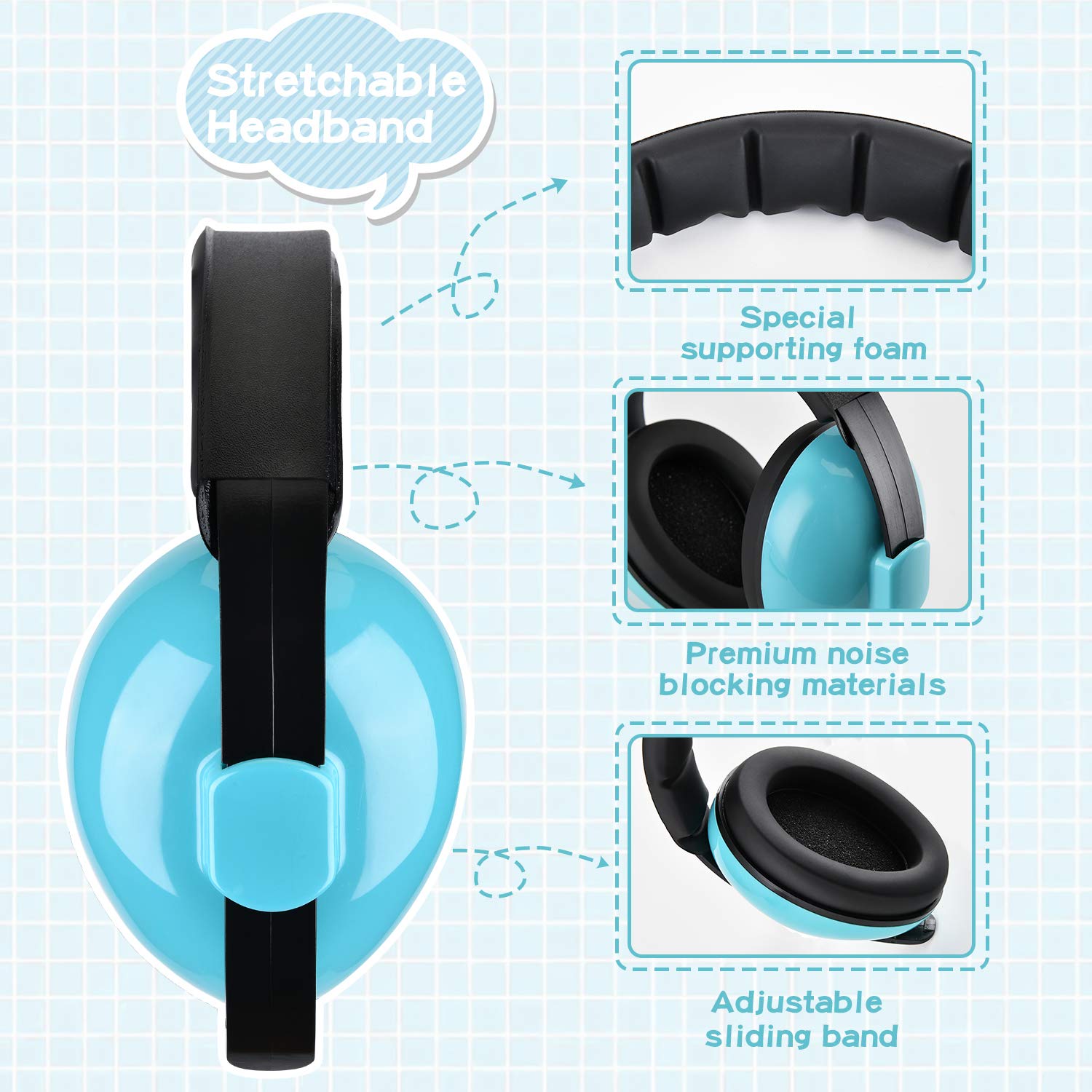 Birsppy Baby Ear Muff,Hearing Protection for Kids,Noise Cancelling Ear Muff,3 Months to2 Years(Blue)
