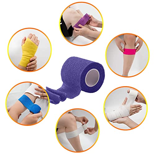 BQTQ 30 Rolls Self Adhesive Bandage Wrap 2 inch Self Adherent Wrap Tape Breathable Athletic Tape Stretch Sports Wrap Self Adhesive Wrap for Wrist Ankle Swelling Sprains(Rainbow Color)