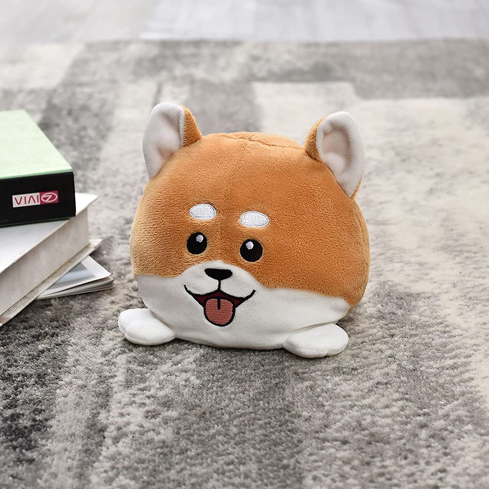 pohthe Reversible Plushie Corgi Dog Stuffed Animal Reversible Mood Shiba Inu Plush Double-Sided Flip Show Your Mood !