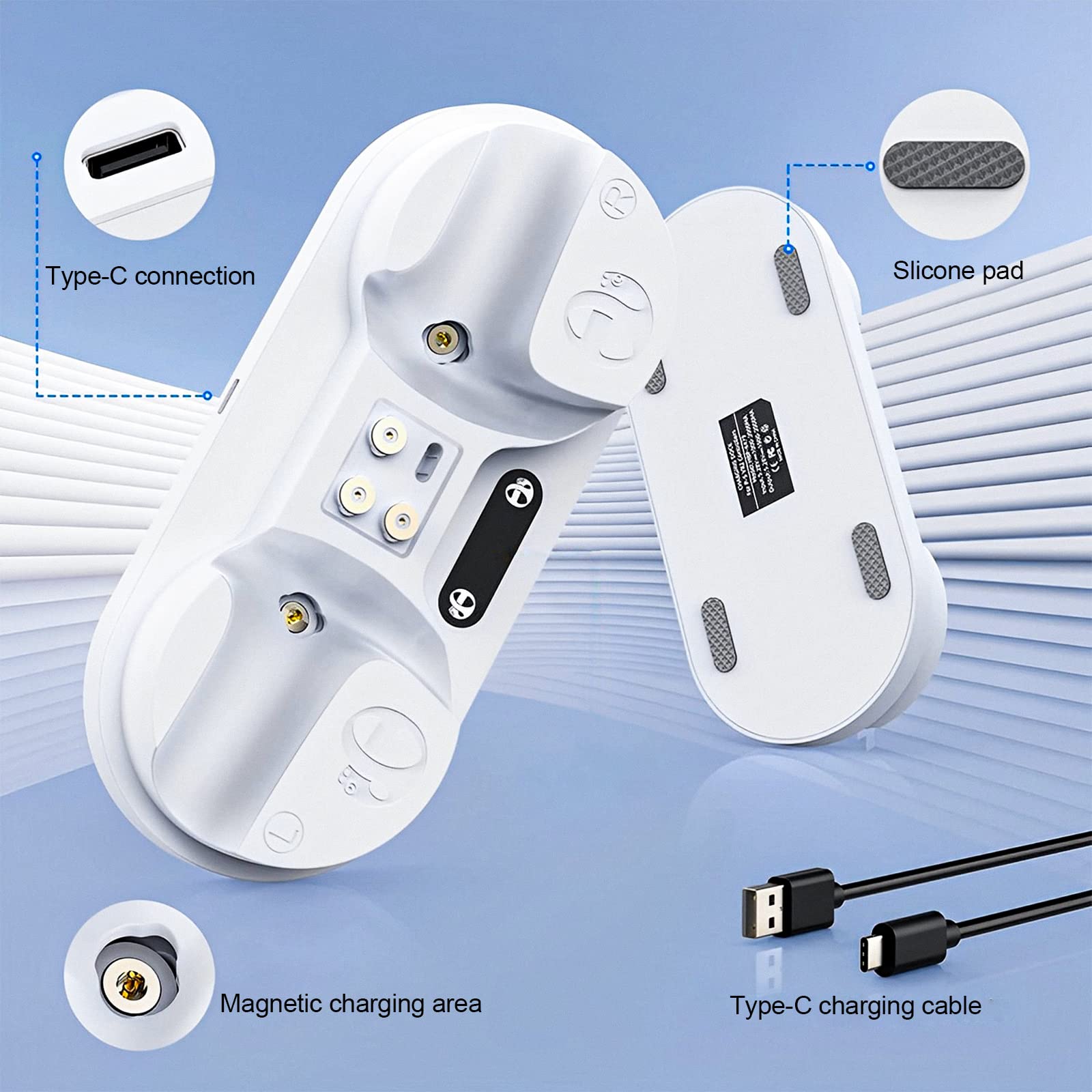 Charging Station for PSVR 2 Console with Quick Charge Port for PSVR 2, Non-Slip Portable Heat Dissipation Holder with Charging USB C Cable Compatible with PSVR 2 Dock Stand Accessories, White