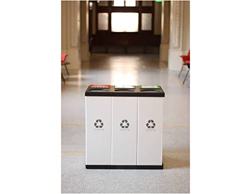 RecycleBoxBin Triple Recycling Bin - Large Capacity (25 gal. per Bin), All Plastic, Light-Weight, with Changeable Label System