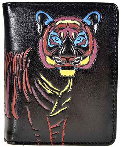 Shag Wear Women's Premium Vegan Clutch Cardholder Wallet Zipper Purse with Pretty Colorful Tiger Black