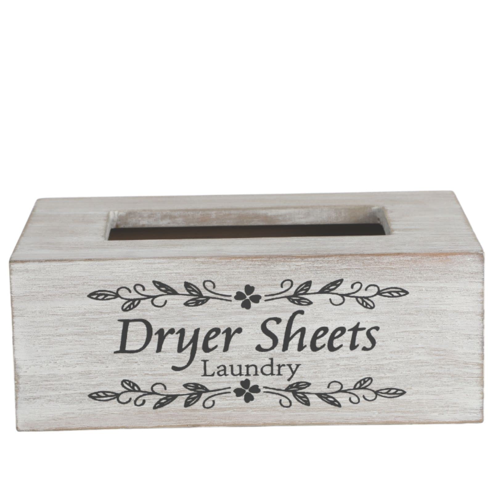Dryer Sheet Holder Farmhouse Laundry Room Decor - Decorations and Organization - Fabric Softener Dispenser -Rustic Laundry Room Addition - Elevate Your Home - 8 x 5 x 3 Inches(Pinewood,White)