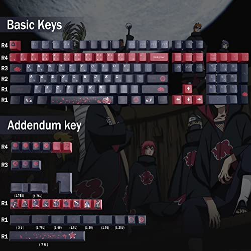 i Maifu Ray Akatsuki keycaps,Japanese keycaps,PBT Anime keycaps with Key Puller for Mechanical Gaming Keyboards