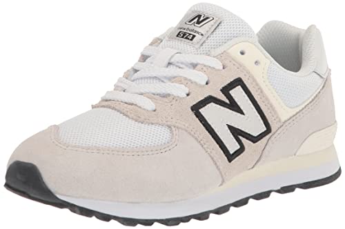New Balance Boy's Kids 574 V1 70s Racing Lace-up Sneaker, Nimbus Cloud/Sea Salt/Black, 4 Big