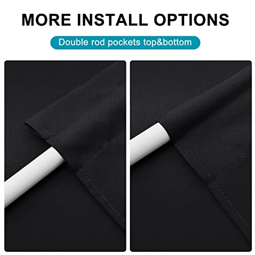 Hiasan French Door Curtains for Small Window, Rod Pocket Short Front Sidelight Curtain, 1 Panel (Black, W 24 inch x L 40 inch)