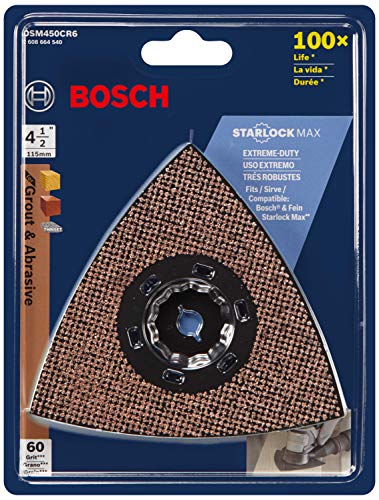 BOSCH OSM450CR6 StarlockMax Oscillating Multi-Tool Carbide 60 Grit Delta Sanding Pad