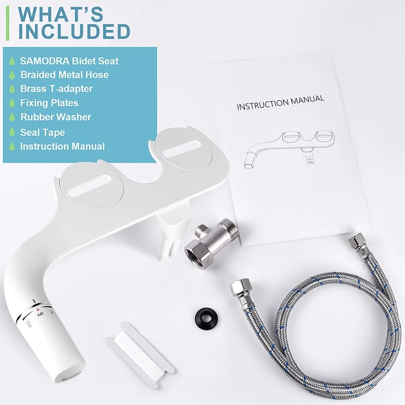 DFHBFG Bidet Attachment -Slim Toilet Seat Attachment Dual Nozzle Bidet Adjustable Water Pressure (Color : D, Size : 3/8)