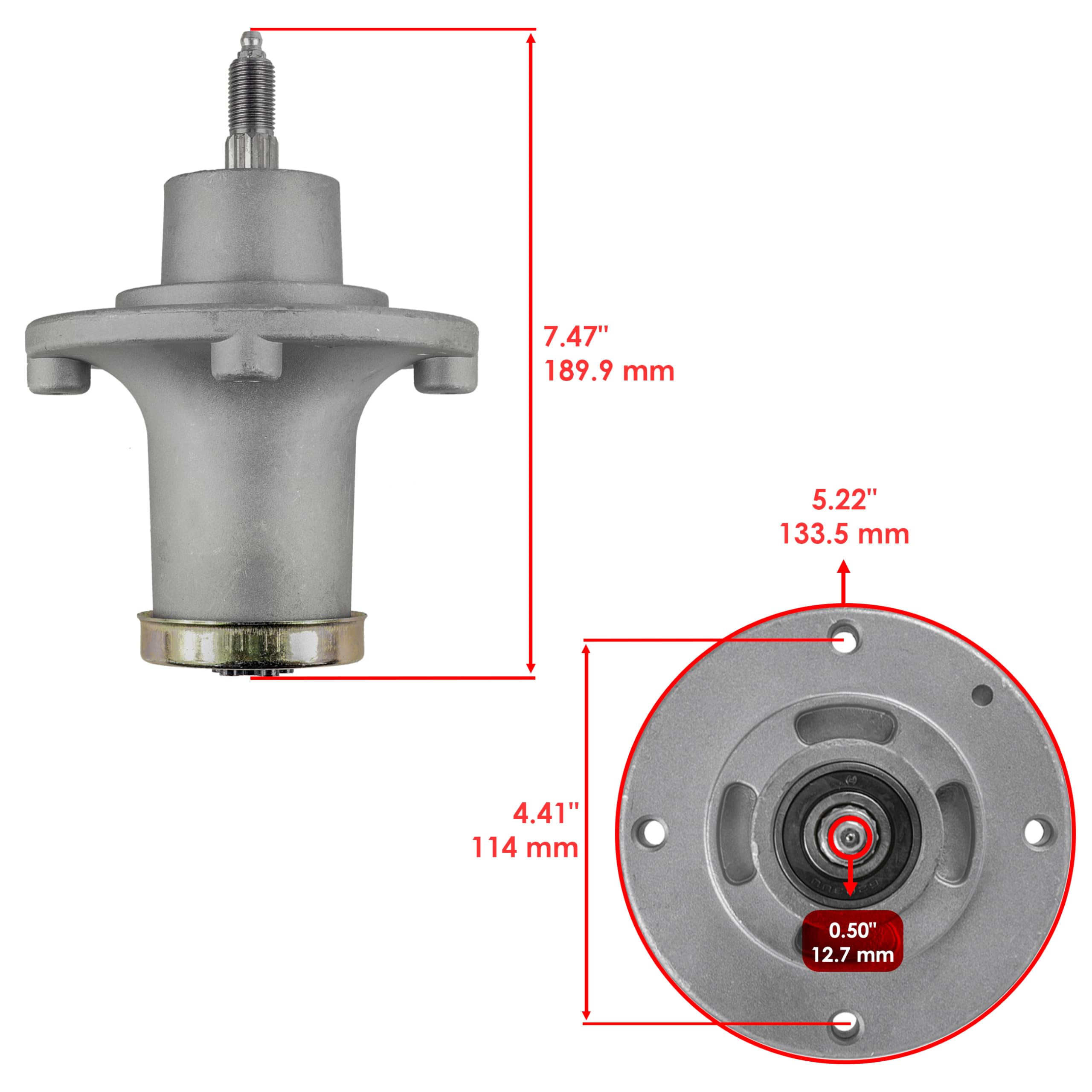 Caltric 2 Spindle Assembly Compatible with Husqvarna Mz48 Mz52 Mz5225 Mz6125 Mz6128 539112170