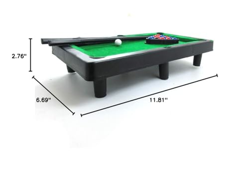 Mini Pool Table Tabletop Desktop Billiards Snooker Game with 2 Sticks, 11 Balls Home Office Desk Stress Relief Games