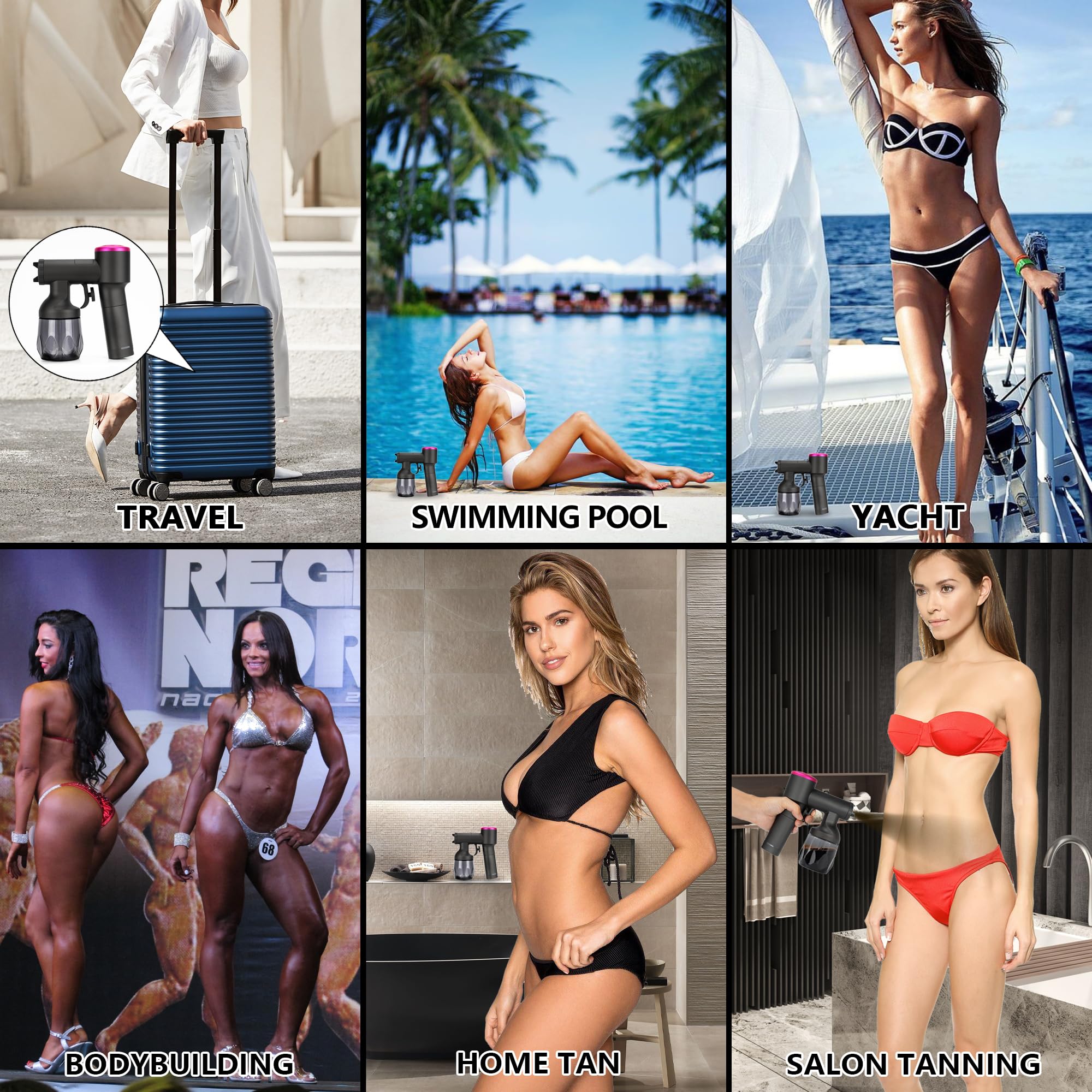 Cordless Spray Tan Machine, Portable Beach Tanning Machine, with Brushless Motor, Hose-less and Rechargeable Airbrush Tan Machine for Beach Tan, Mobile Tan, Self Tan, Outdoor Tan, Home Tan, Salon