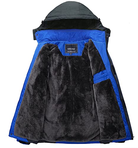BIYLACLESEN Waterproof Jacket for Men Outdoor Jacket Warm Jacket Fleece Lined Jacket Hiking Jacket Fishing Jacket With Hooded Coats Anorak Jacket