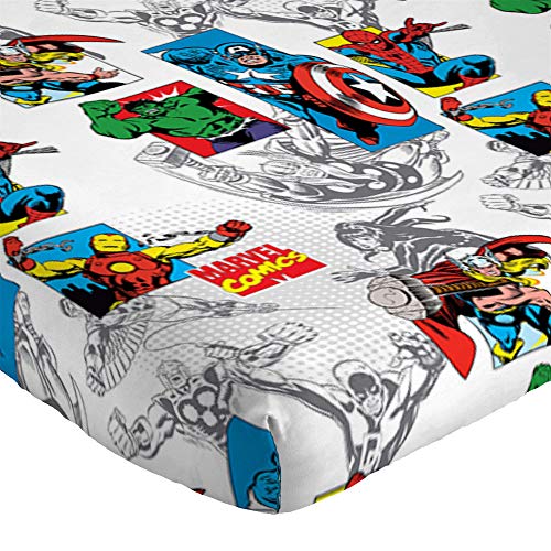 Jay Franco Marvel Avengers Comics Good Guys 3 Piece Twin Sheet Set - Features Captain America, Hulk, Iron Man, Spiderman, and Thor - Fade Resistant Polyester Microfiber Fill (Official Marvel Product)