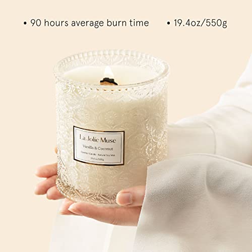 LA JOLIE MUSE Scented Candle, Large Candle for Home, Fancy Jar Candle for Gift, Gardenia Ylang Ylang & Vanilla Coconut, 19.4 Oz Each one