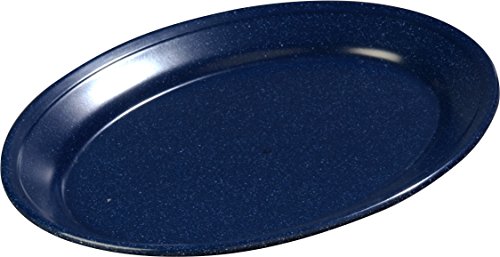 Carlisle FoodService Products Dallas Ware Reusable Plastic Oval Platter with Rim for Home and Restaurant, Melamine, 12 x 8.5 Inches, Café Blue, (Pack of 24)