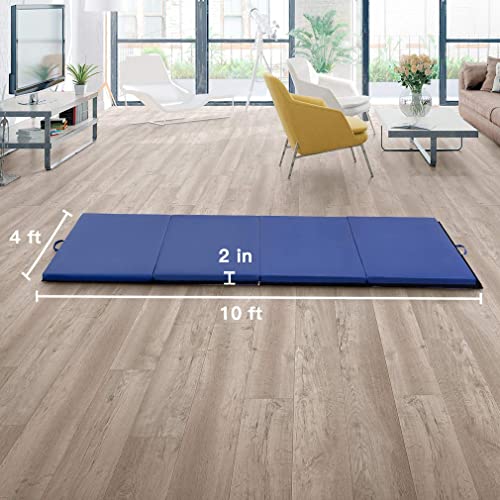 Gymnastics Mat 4x10x2 Tumbling Mat 4 Foldding Mat Gymnastic Indoor/Outdoor Mat 2β Thick PU Leather Folding Exercise Mat For Tumbling Home Gym Mat Yoga Mat Stretching Yoga Cheerleading Martial Arts
