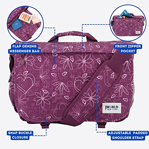 J World New York Thomas Laptop Messenger Bag for Women. Kids Computer Bookbag, 13.5 X 17 X 6 (H X W X D)