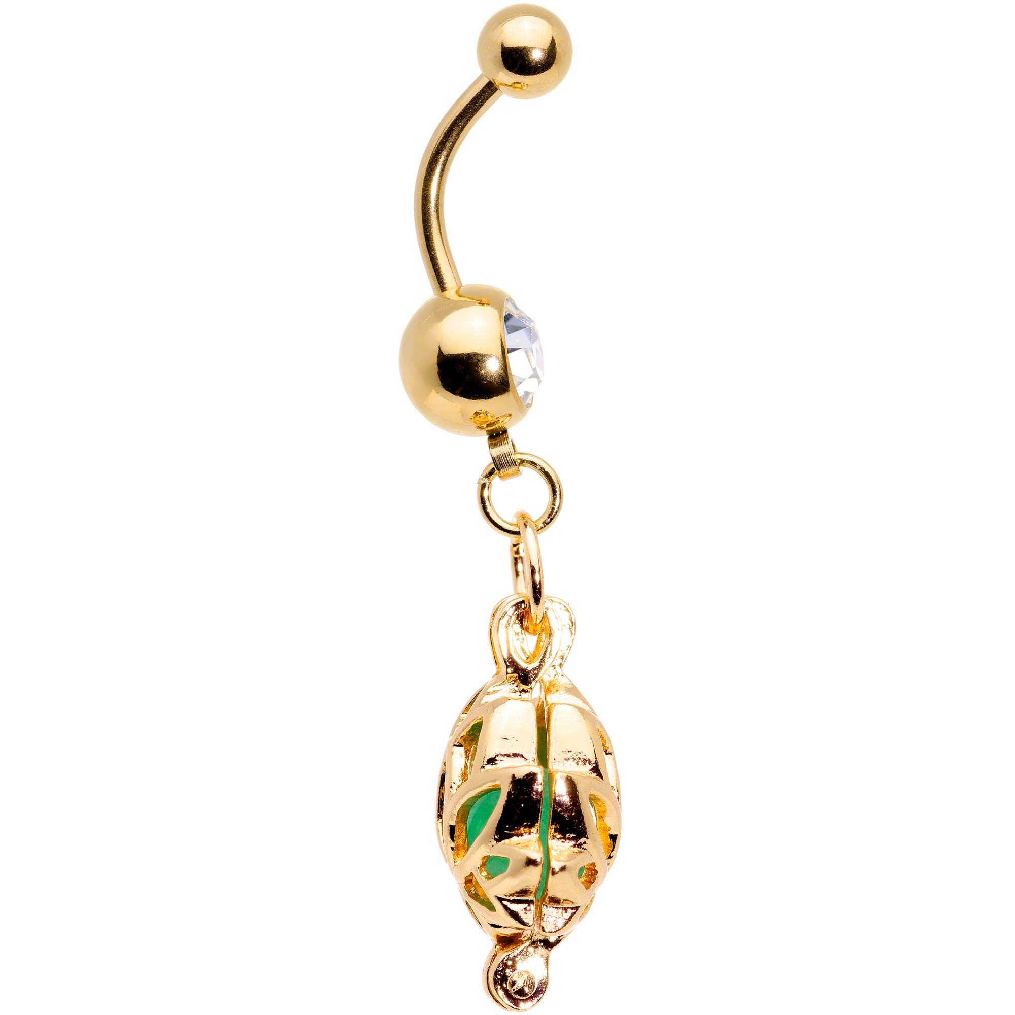 Body Candy Plated Steel Navel Ring Piercing Glow in the Dark Lotus Flower Dangle Belly Button Ring