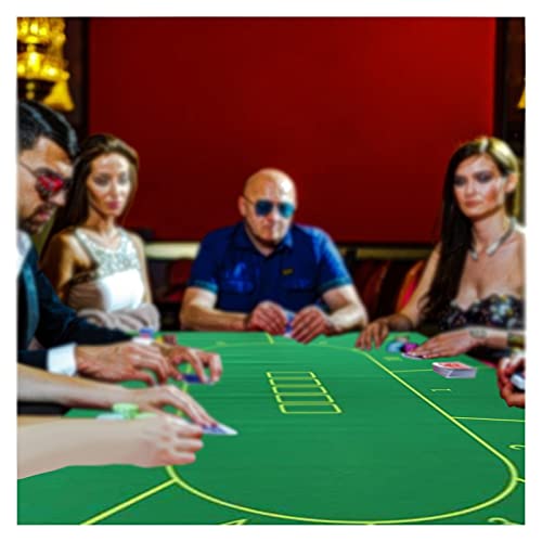 Craps and Roulette Table Felt Poker Tablecloth 1.8m Deluxe Suede Rubber Texas Pokers Tablecloth with Flower Pattern Casino Poker Set Board Game Mat Poker Accessory (Color : Green)