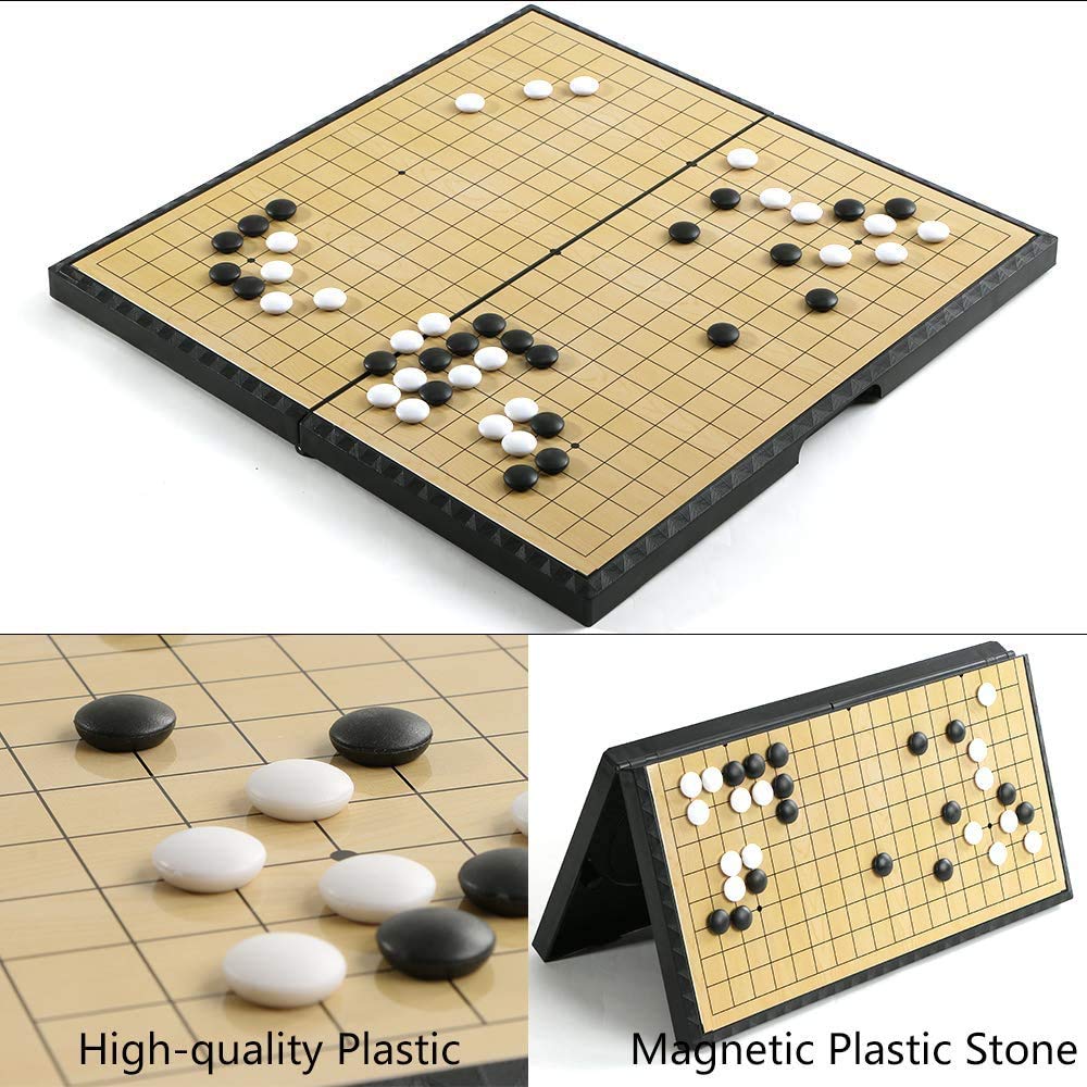 Luoyer 11 Inch Go Game Set Magnetic Travel Board Game Small Portable Folding Chinese Weiqi Gomoku Classic Strategy Game with Plastic Go Pieces