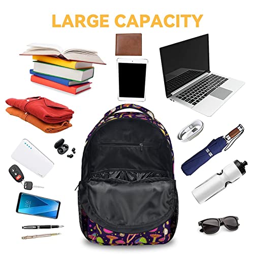 Homexzdiy Mushroom Backpack for Girls Boys, 16" Purple Backpacks for School, Cute Lightweight Bookbag for Kids Students