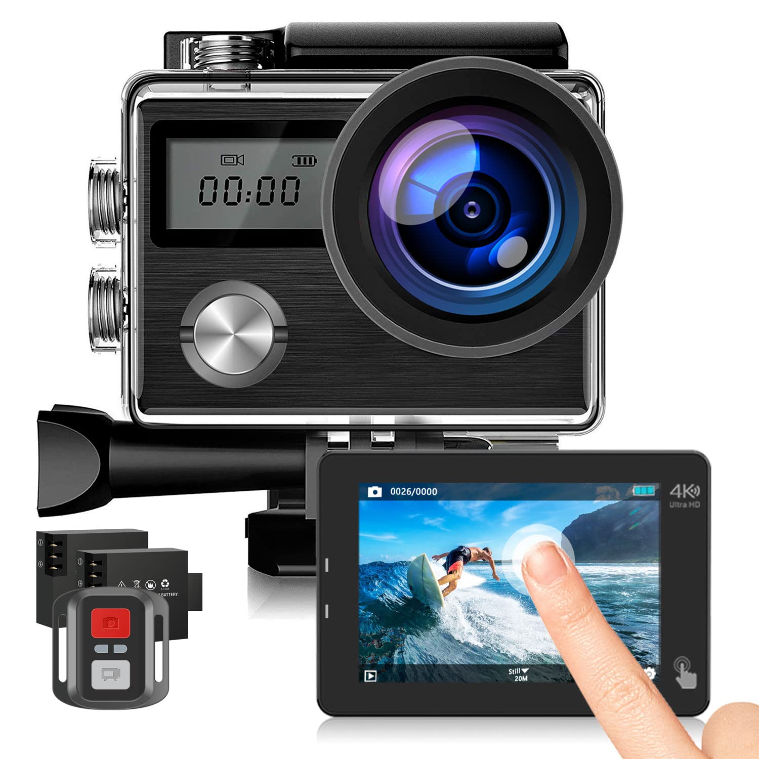 CAMWORLD Waterproof Action Camera 4k Underwater Camera,IPS Touch Screens,Anti- Shaking EIS,170° Wide Angle,20MP Photos,131FT Waterproof Sport Cameras with WiFi & Remote Control