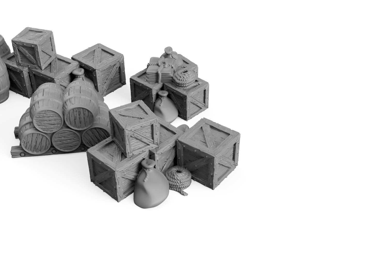 Port Ships Cargo Piles DND Terrain 28mm for Dungeons and Dragons, D&D, Pathfinder, Warhammer 40k, RPG, Miniatures, Age of Sigmar, Tabletop, D and D, Dungeons and Dragons Gifts