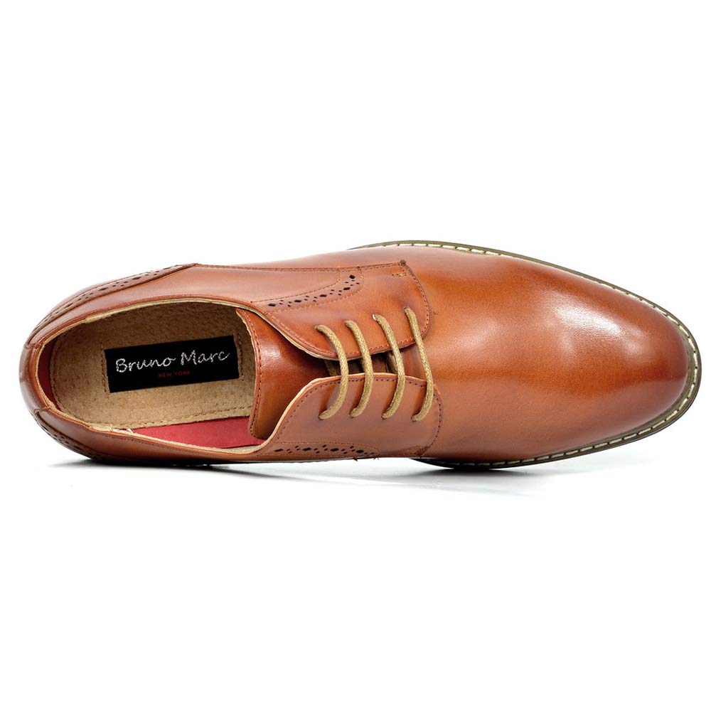 Bruno Marc Men's Classic Dress Oxfords Business Derby Shoes,PRINCEWIDE-16,Brown,14 W US