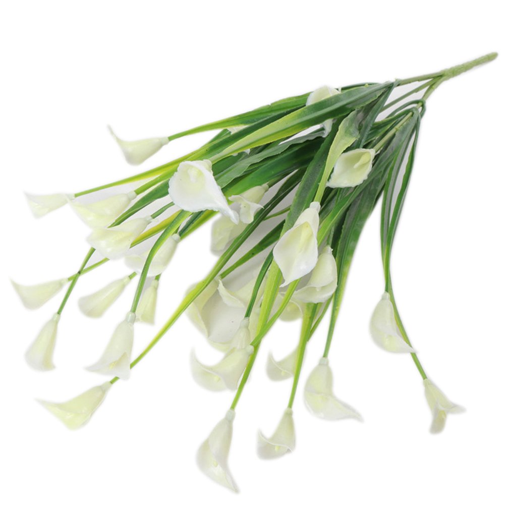 Shineweb 1 Bouquet 5 Branches Calla Lily Flower Artificial Table Plant Garland Home Kitchen Garden Office Wedding Wall Decor White