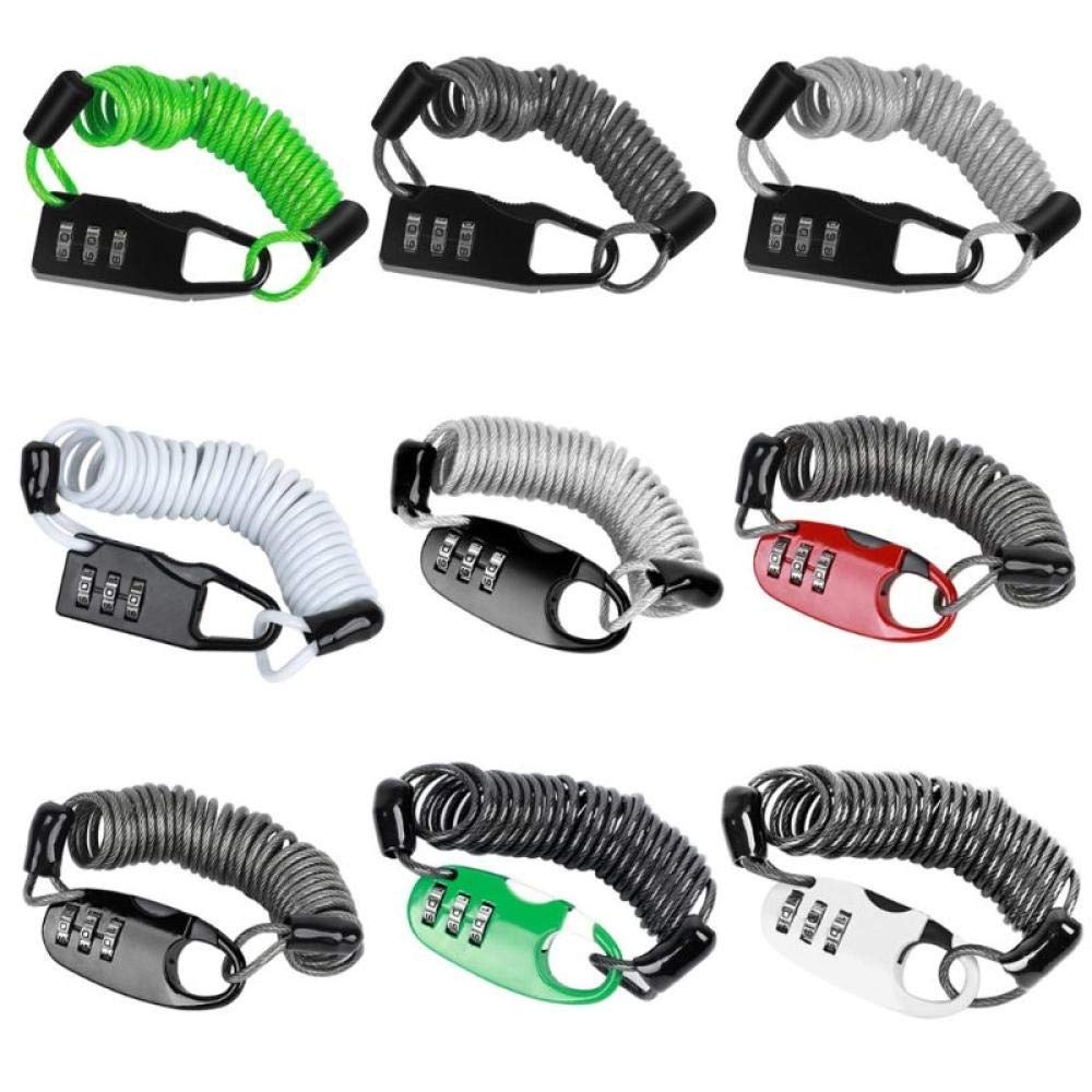 Bicycle Lock Bicycle Lock Anti-Theft Mini Helmet Lock Motorcycle Cycling Scooter Combination Password Safety Cable Lock-White Lock Bike Lock (Color : White) (Color : Red Lock)
