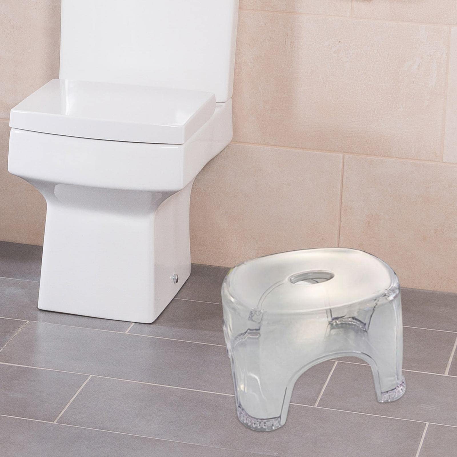 Dualoai Acrylic Bathroom Stool Shoe Changing Stool Lightweight Small for Living Room