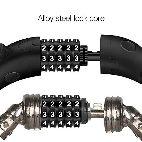 bicycle lock Mountain Bike Lock Code Combination Security Electric Cable Lock Anti-theft Cycling Bicycle Locks Bicycle Accessories-Blue(cm) Bike Locks (Color : Black(65cm)) ( Color : Black(150cm) )