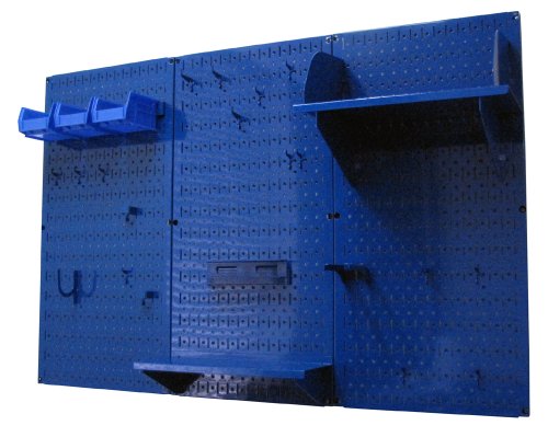 Pegboard Organizer Wall Control 4 ft. Metal Pegboard Standard Tool Storage Kit with Blue Toolboard and Blue Accessories