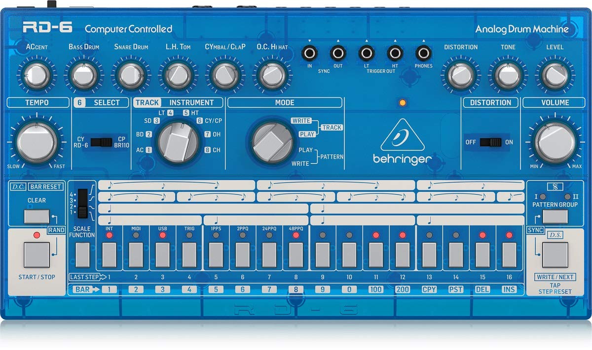 Behringer RD-6-BB Analog Drum Machine - Blue Translucent