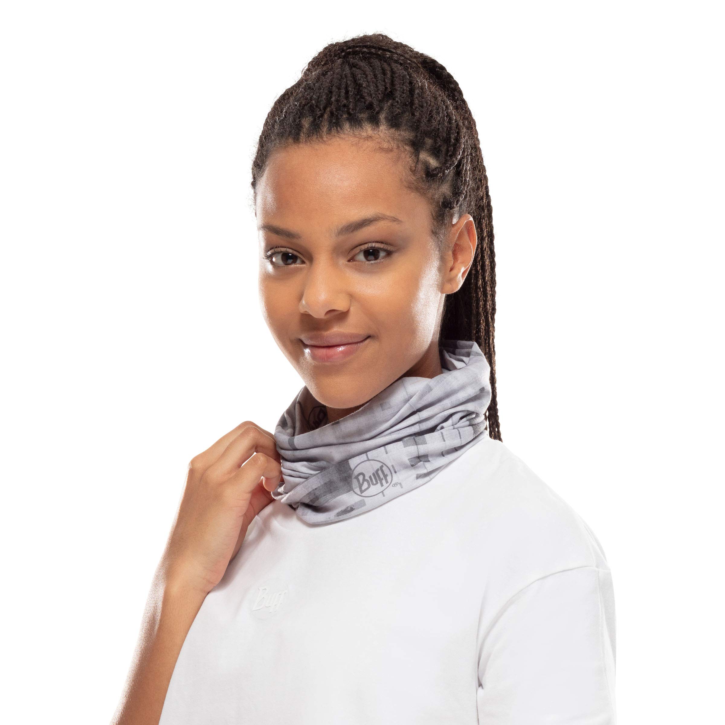 BUFF CoolNet UV Neck Gaiter, UPF 50 Sun Protection, Breathable, Cooling Bandana, Versatile, Quick Dry Face Mask, Derama Grey, Adult Size