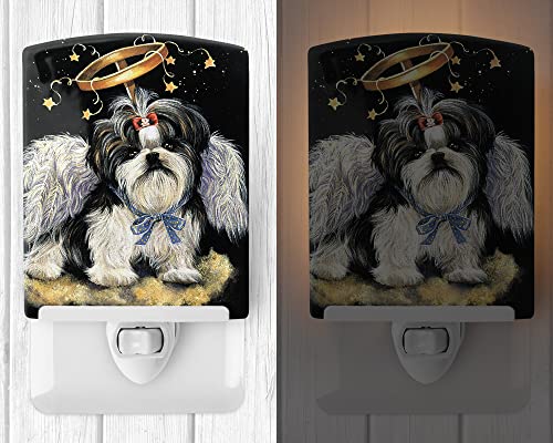 Caroline's Treasures PPP3127CNL Shih Tzu Christmas Angel Ceramic Night Light Compact, UL-Certified, Ideal for Bedroom, Bathroom, Nursery, Hallway, Kitchen, 6x4x3, Multicolor