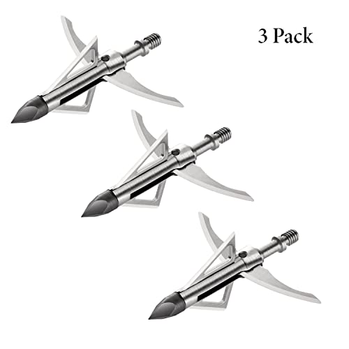 BLOODSPORT Gravedigger 4-Blade Hunting Hybrid Mechanical Broadhead with Chisel Tip - 125 Grains , 1" Fixed 1.75" Mechanical Cutting Diameter, 3 Pack
