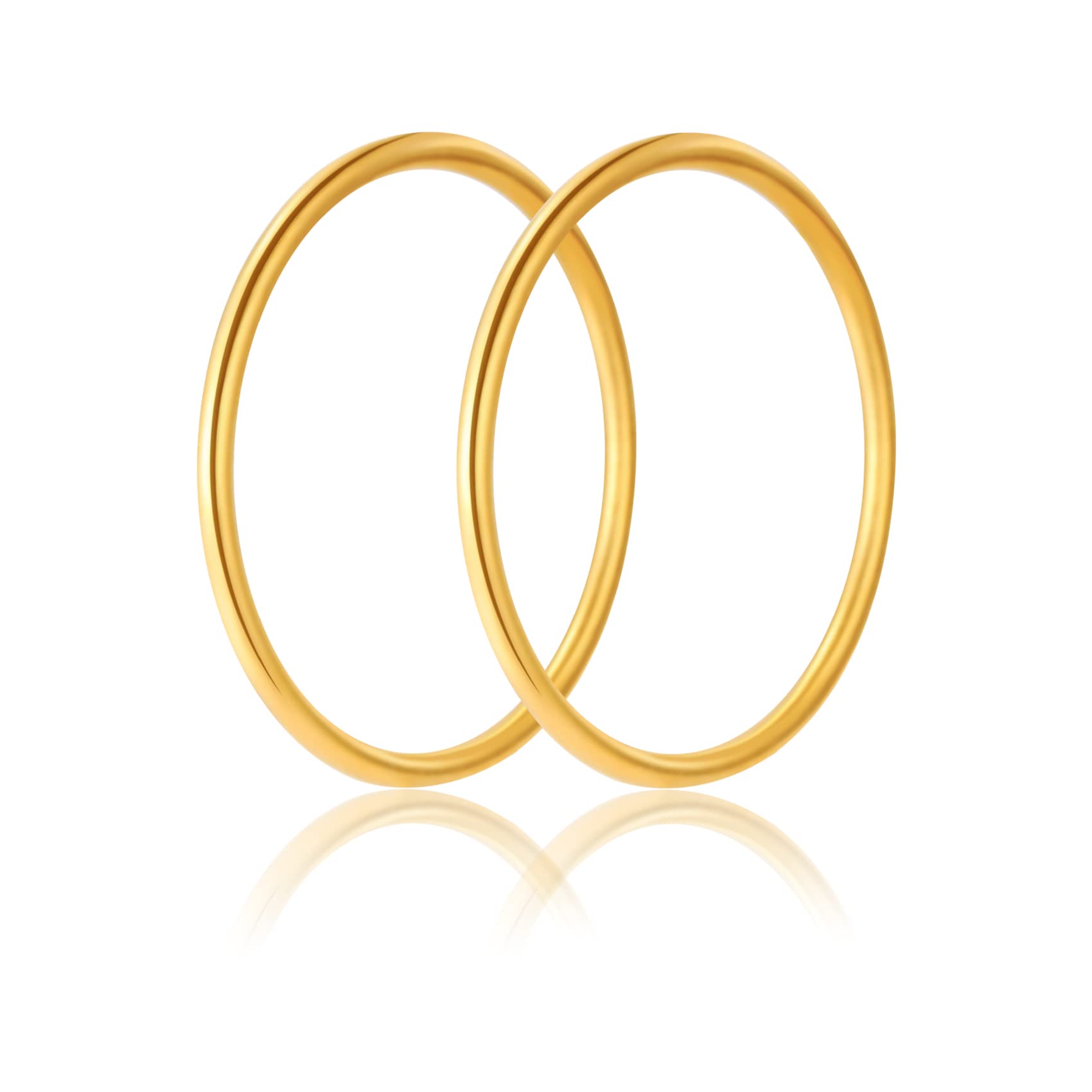 BUREI 14K Gold Plated Bangle for Women Stackable Thin Round Bracelet Smooth Handmade Gold Bangle Bracelet Gift for Girls Ladies (Gold 4mm, 8 inch)