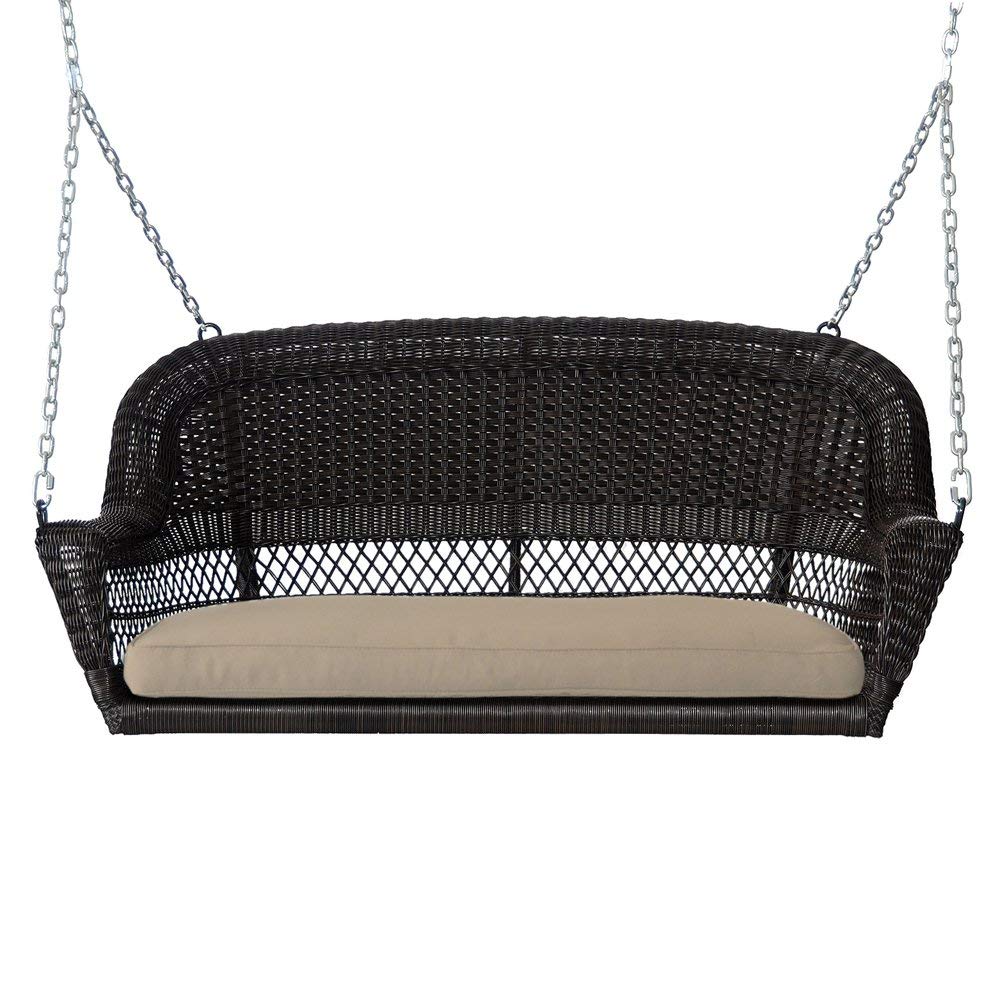 Jeco W00202S-A-FS006 Wicker Porch Swing, Espresso