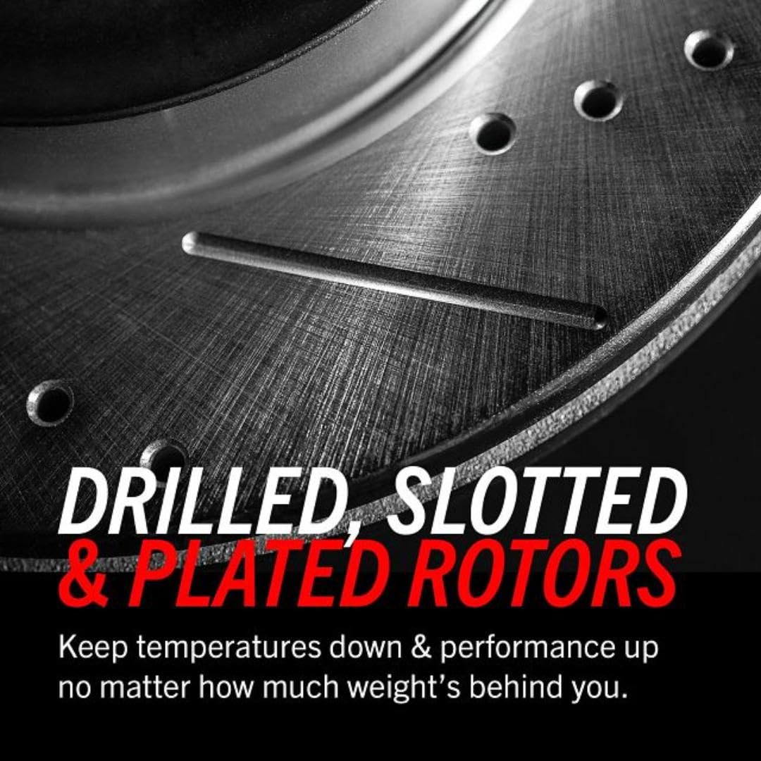 Power Stop KC7228-36 Z36 Truck & Tow Front and Rear Caliper Kit-Drilled/Slotted Rotors, Brake Pads & Calipers