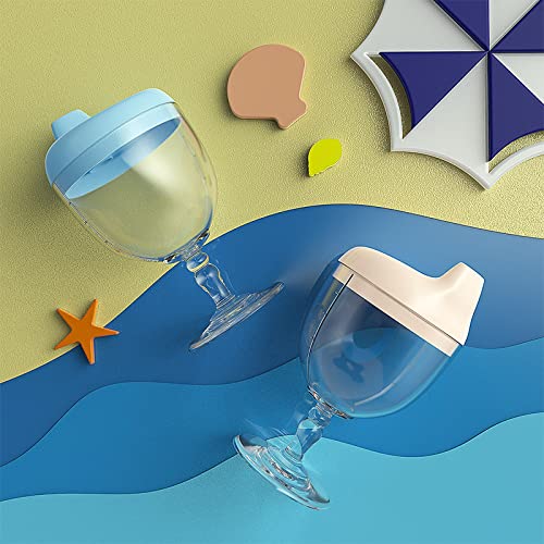 Mokde Mondge Wine Glass Sippy Cup Plastic Goblet Cup Beverage Mug Milk Bottle with Lid for Baby Kids Birthday Party Christmas Celebration New Year Celebrating (White)
