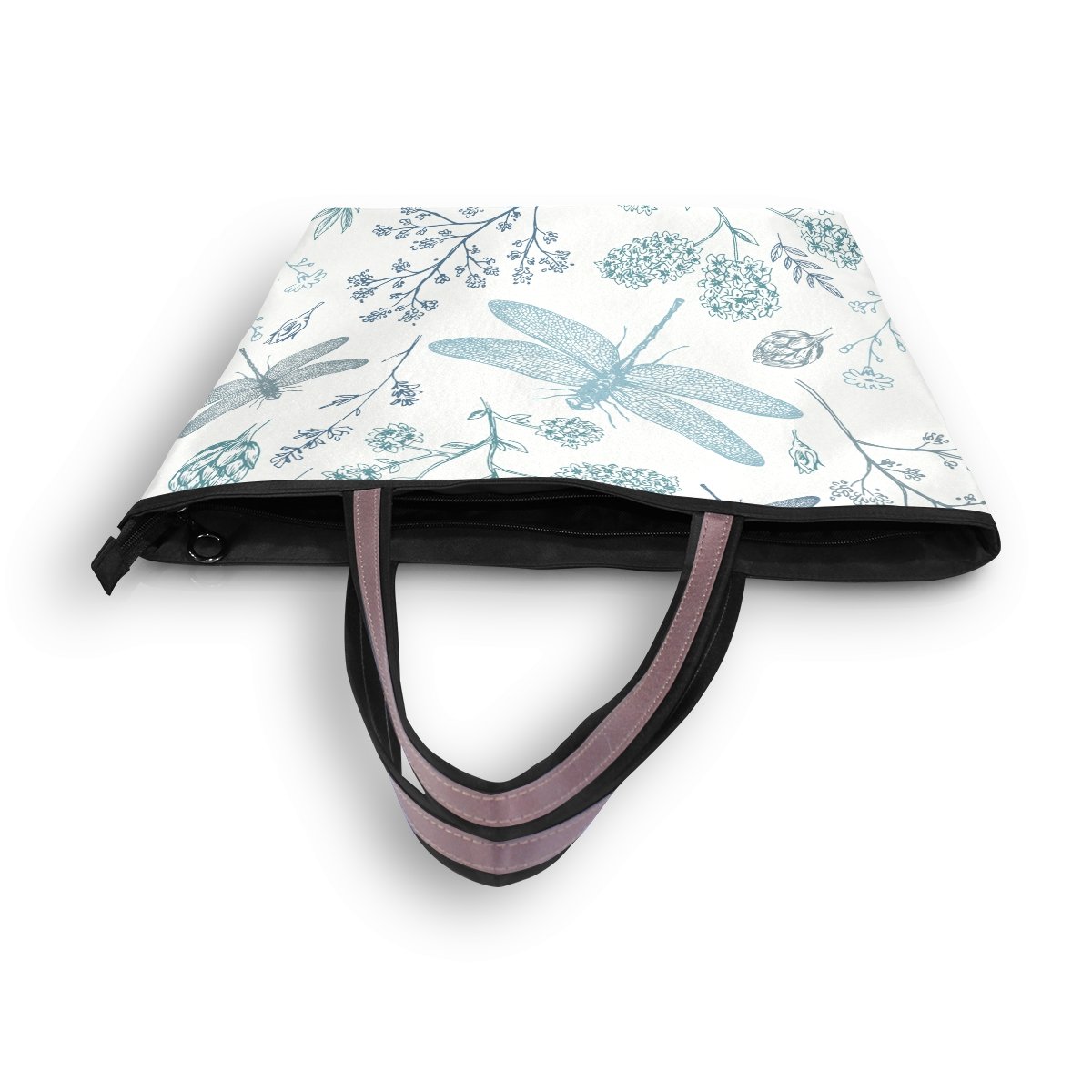 Shoulder Bag Large Beach Travel Tote Bag Blue Dragonfly Printed Handbags