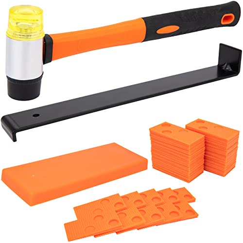Laminate Flooring Tools Installation Kit, Vinyl Plank Flooring Installation Kit,Vinyl Flooring Tools Kit Included Handle Mallet, Pull Bar,Tapping Block and 40pc Spacers