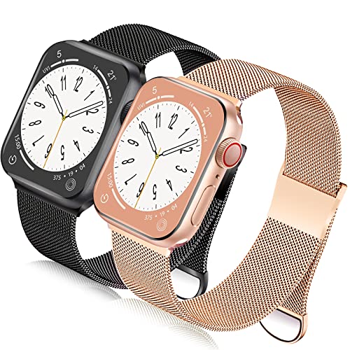 Magnetic Watch Band Compatible with Apple Watch Bands 42mm 44mm 45mm for Women Men,Milanese Loop Stainless Steel Mesh Adjustable Strap Wristband for iWatch Series 8 7 6 5 4 3 2 SE