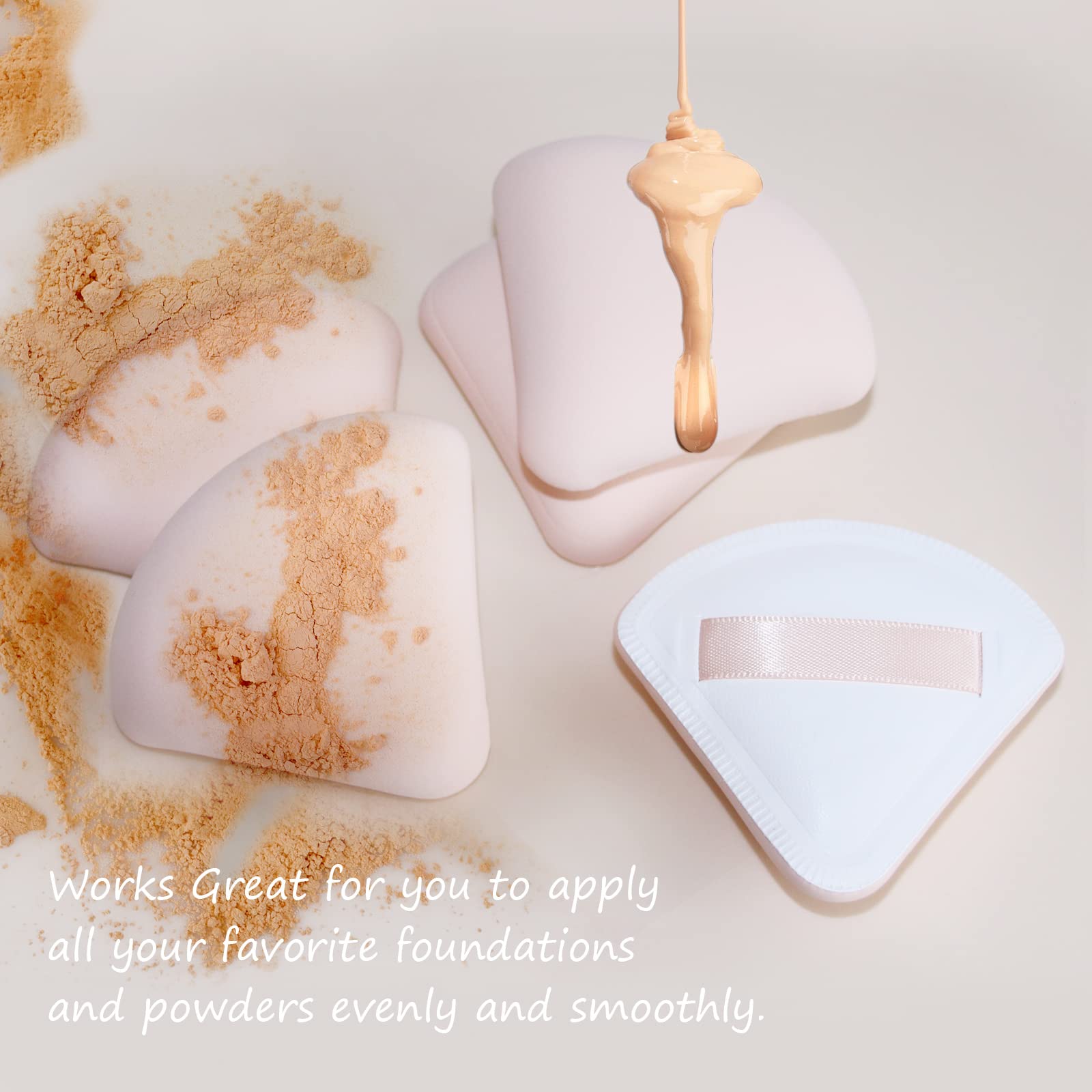 Daubigny Powder Puff Face Triangle Soft Makeup Puff for Loose Powder Soft Body Cosmetic Foundation Sponge Mineral Powder Wet Dry Makeup Tool with Strap