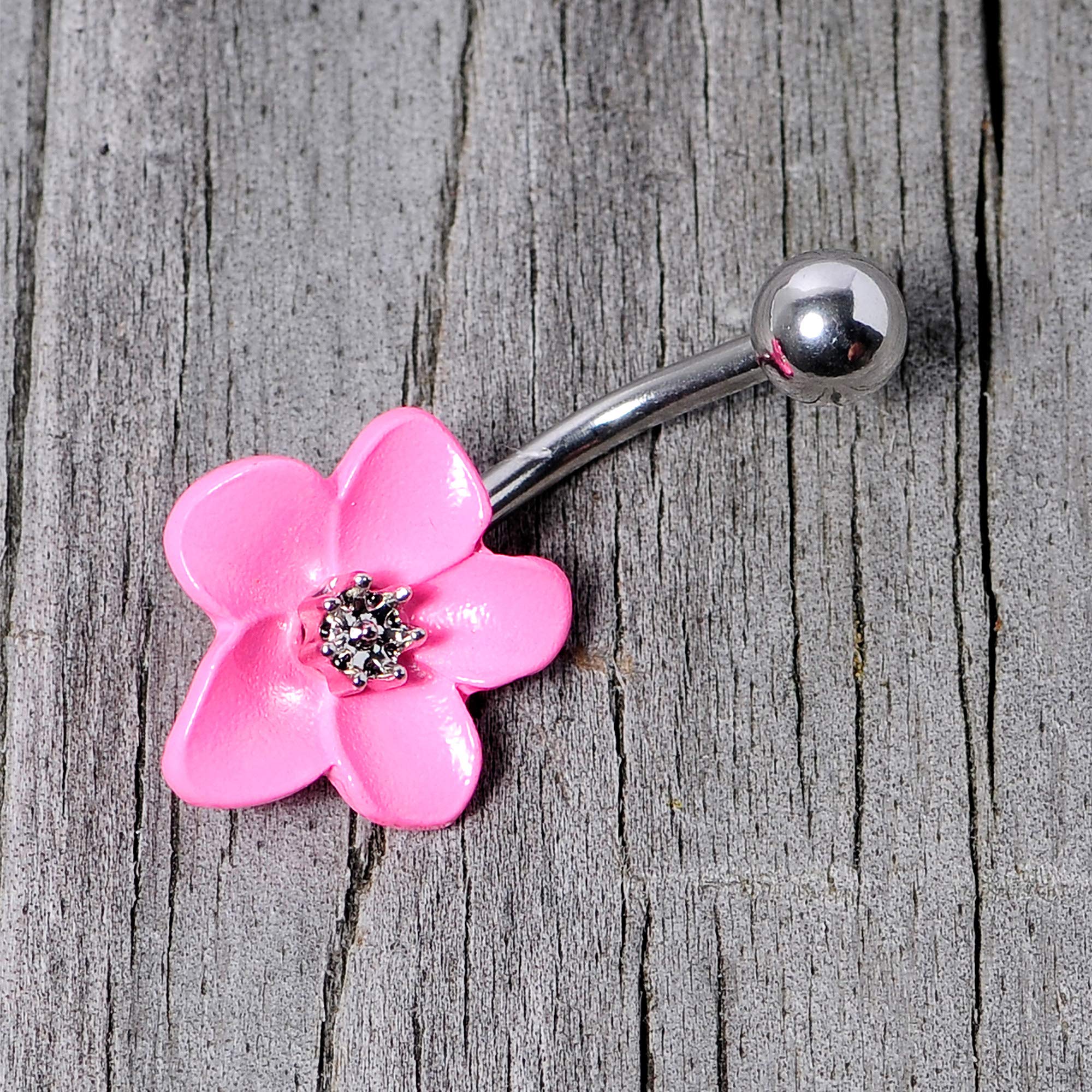 Body Candy Womens 14G Plated Steel Navel Ring Piercing White Spring Flower Belly Button Ring